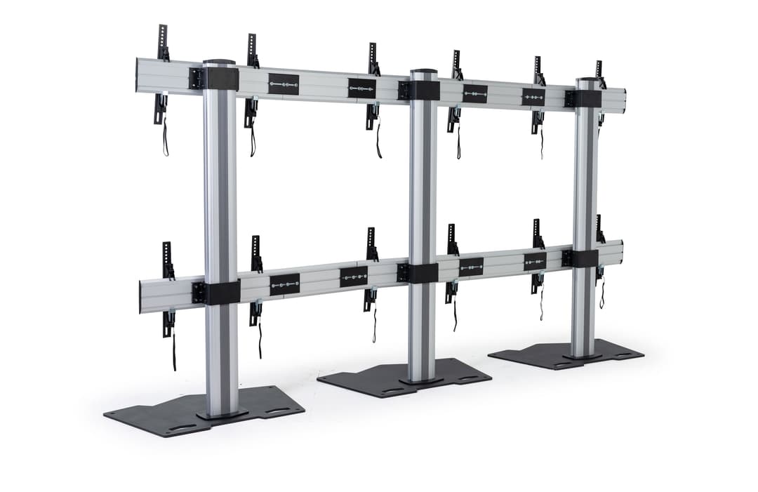 3x2 Multi Monitor Floor Stand | Click-in Spring Lock TV Brackets ...