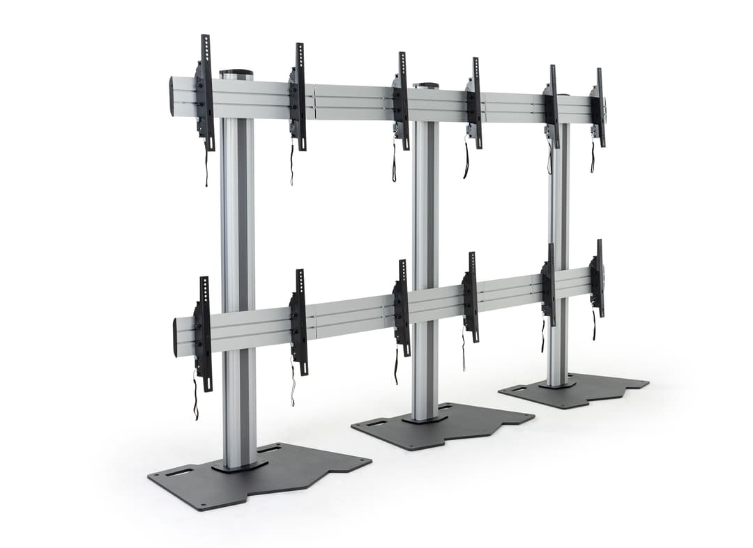 3x2 Multi Monitor Floor Stand | Click-in Spring Lock TV Brackets ...