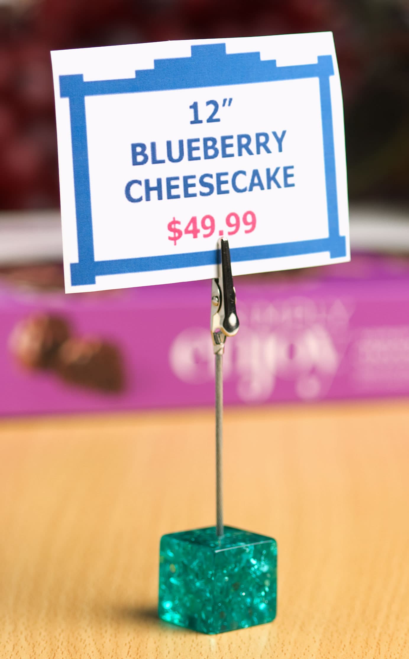 Blue Cube Base Memo Clip | Alligator Clip | Displays2Go