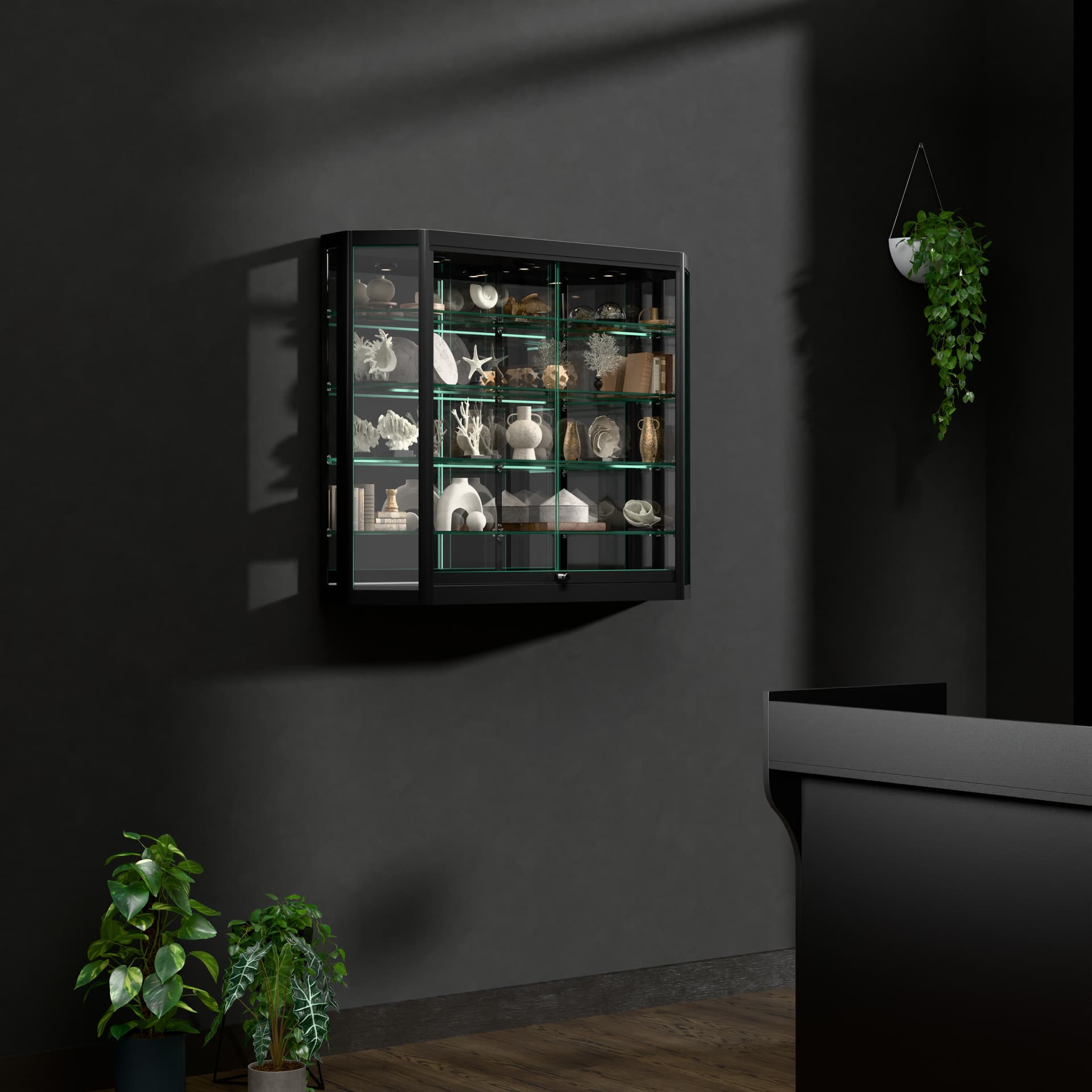 Wall Mounted LED Display Cabinet | Angled Front Design | Displays2Go