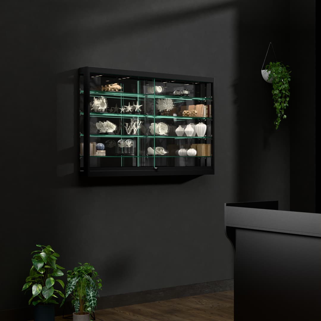 LED Wall Showcase Cabinet | Adjustable Ceiling Lights | Displays2Go