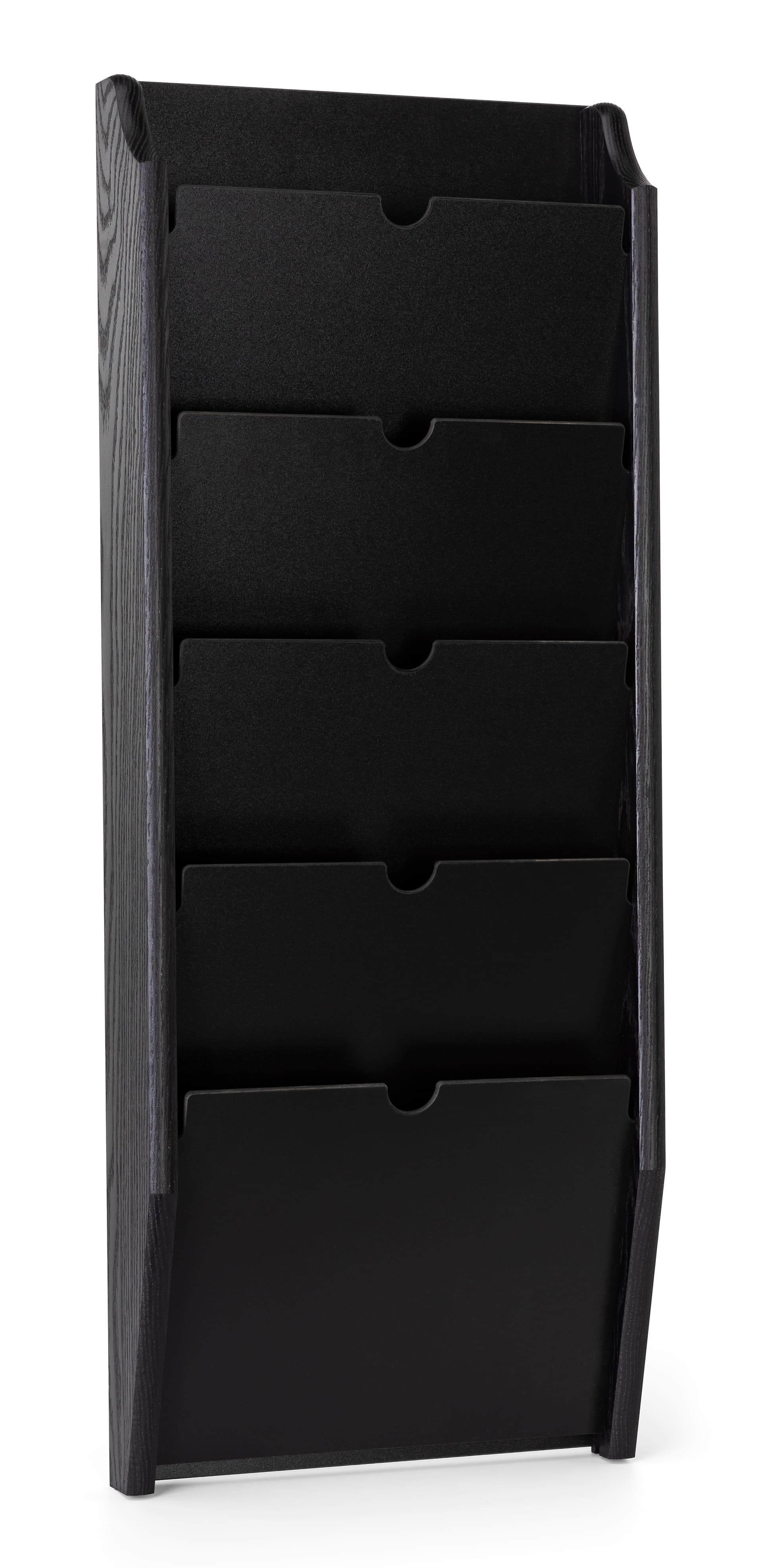 5 Pocket Medical Chart Holder | Black Finish Oak Wood | Displays2Go