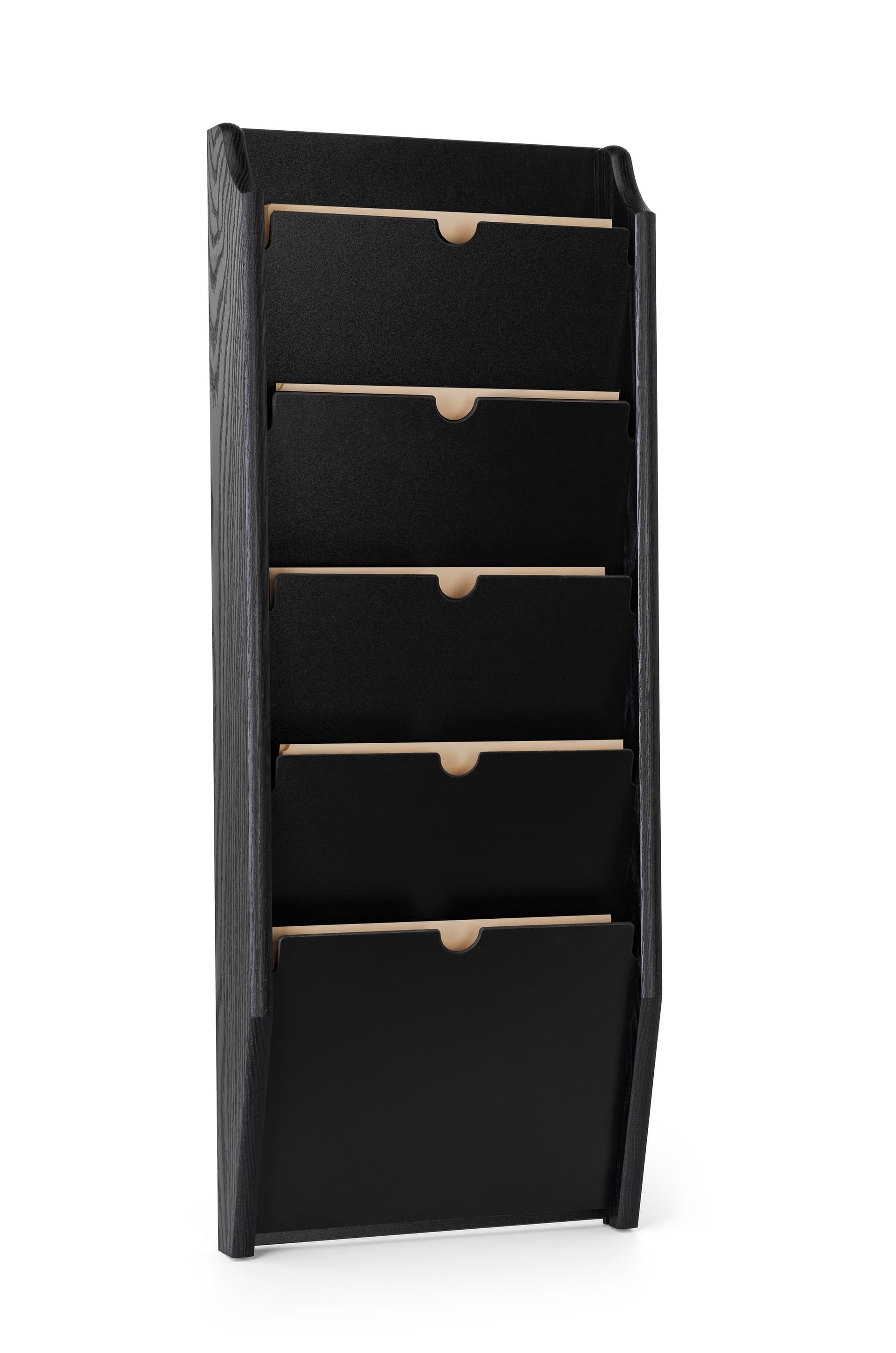 5 Pocket Medical Chart Holder | Black Finish Oak Wood | Displays2Go