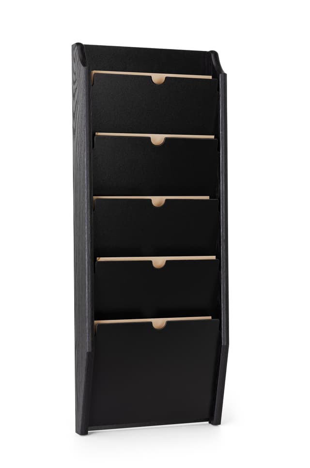 5 Pocket Medical Chart Holder | Black Finish Oak Wood | Displays2Go