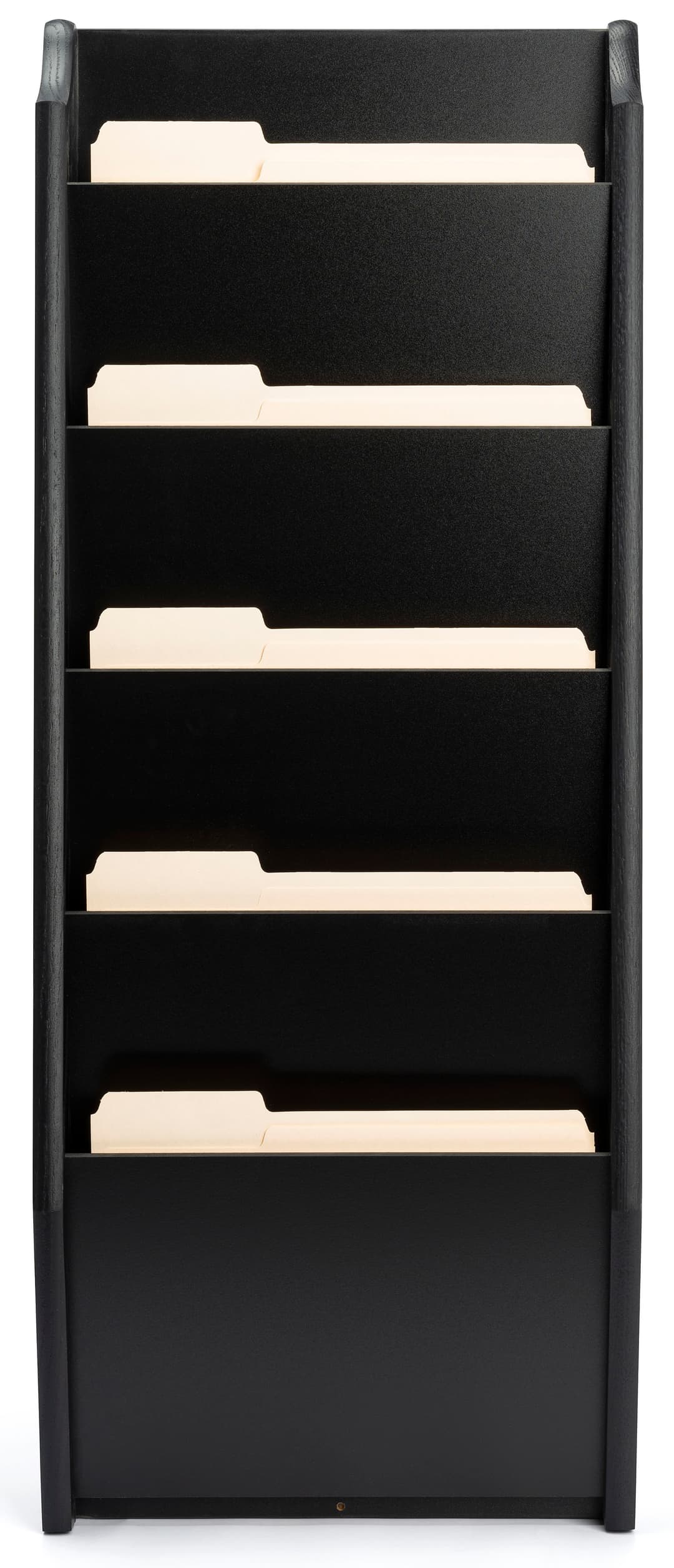 Wood Wall Folder Rack | Black Finish Oak Wood | Displays2Go