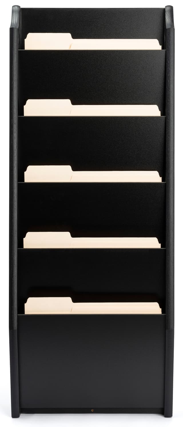 Wood Wall Folder Rack | Black Finish Oak Wood | Displays2Go