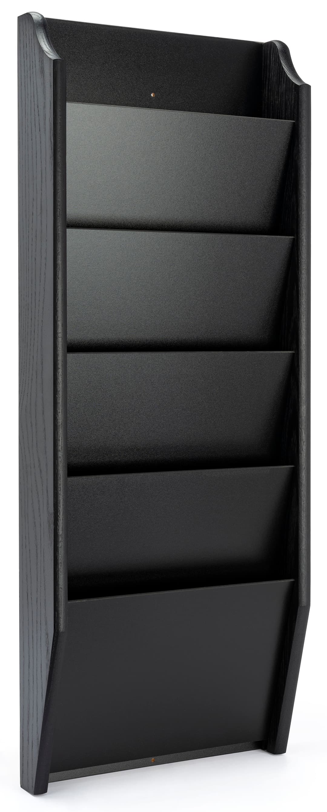 Wood Wall Folder Rack | Black Finish Oak Wood | Displays2Go