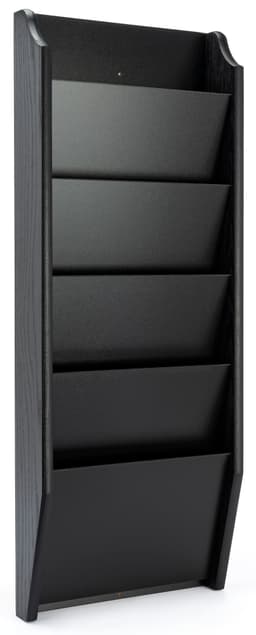Wood Wall Folder Rack | Black Finish Oak Wood | Displays2Go