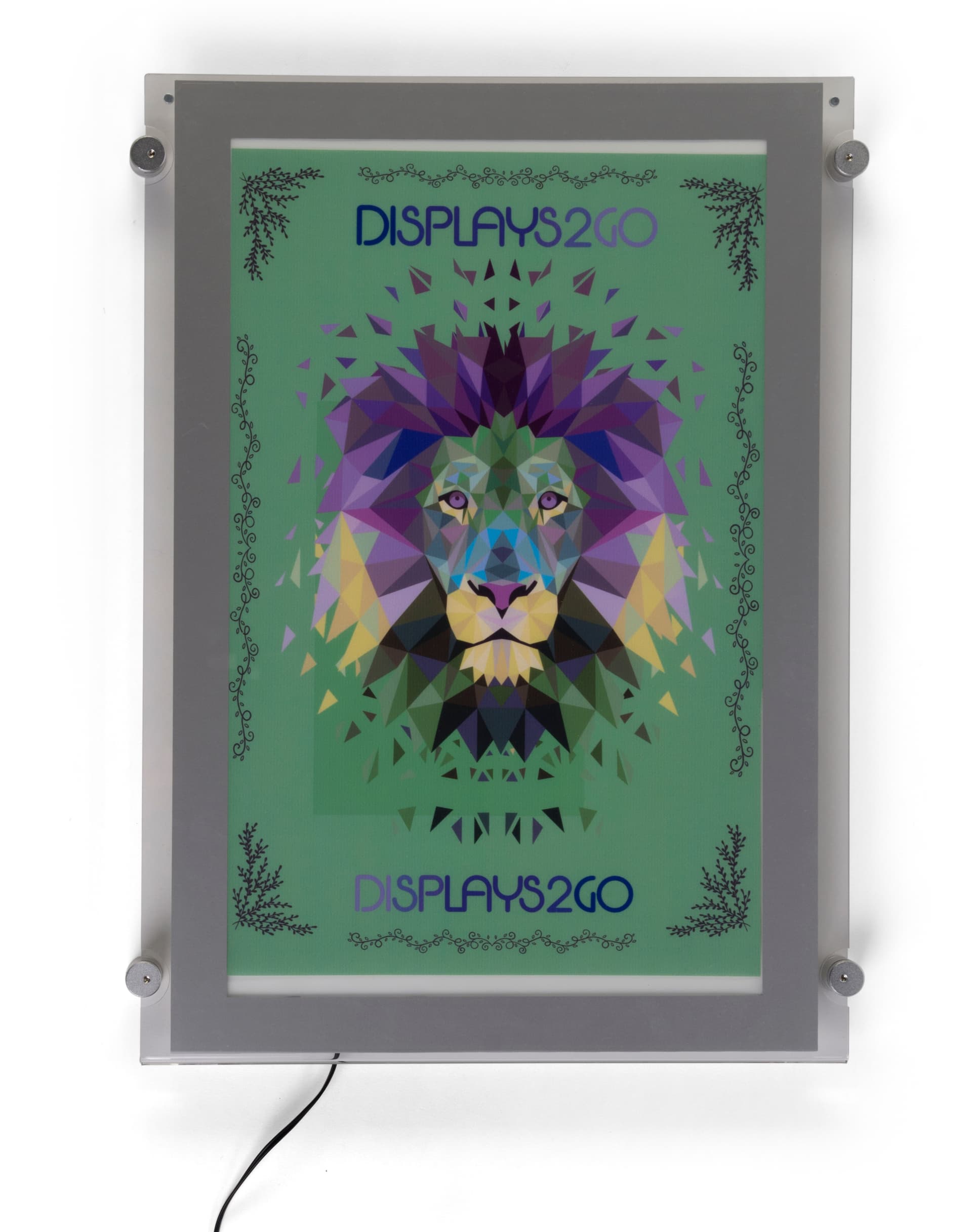 11" x 17" LED Edge-Lit Frame | Silver Standoffs | Displays2Go