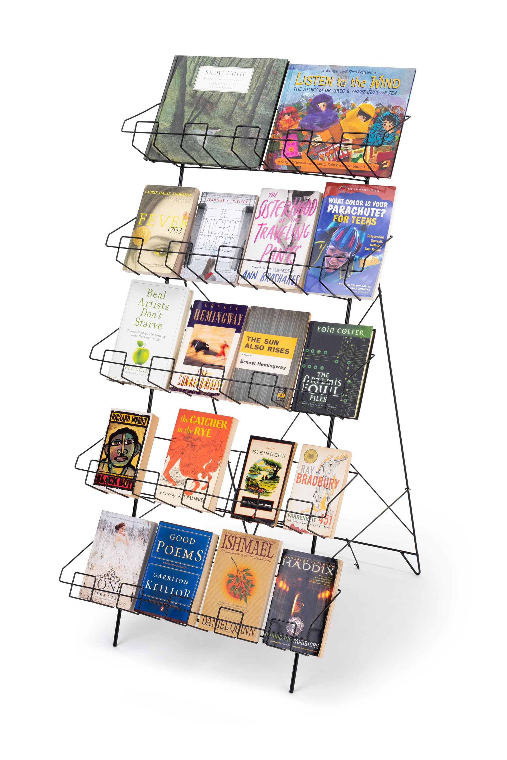 Tiered Book Rack | Literature Wire Stand With Custom Header | Displays2Go