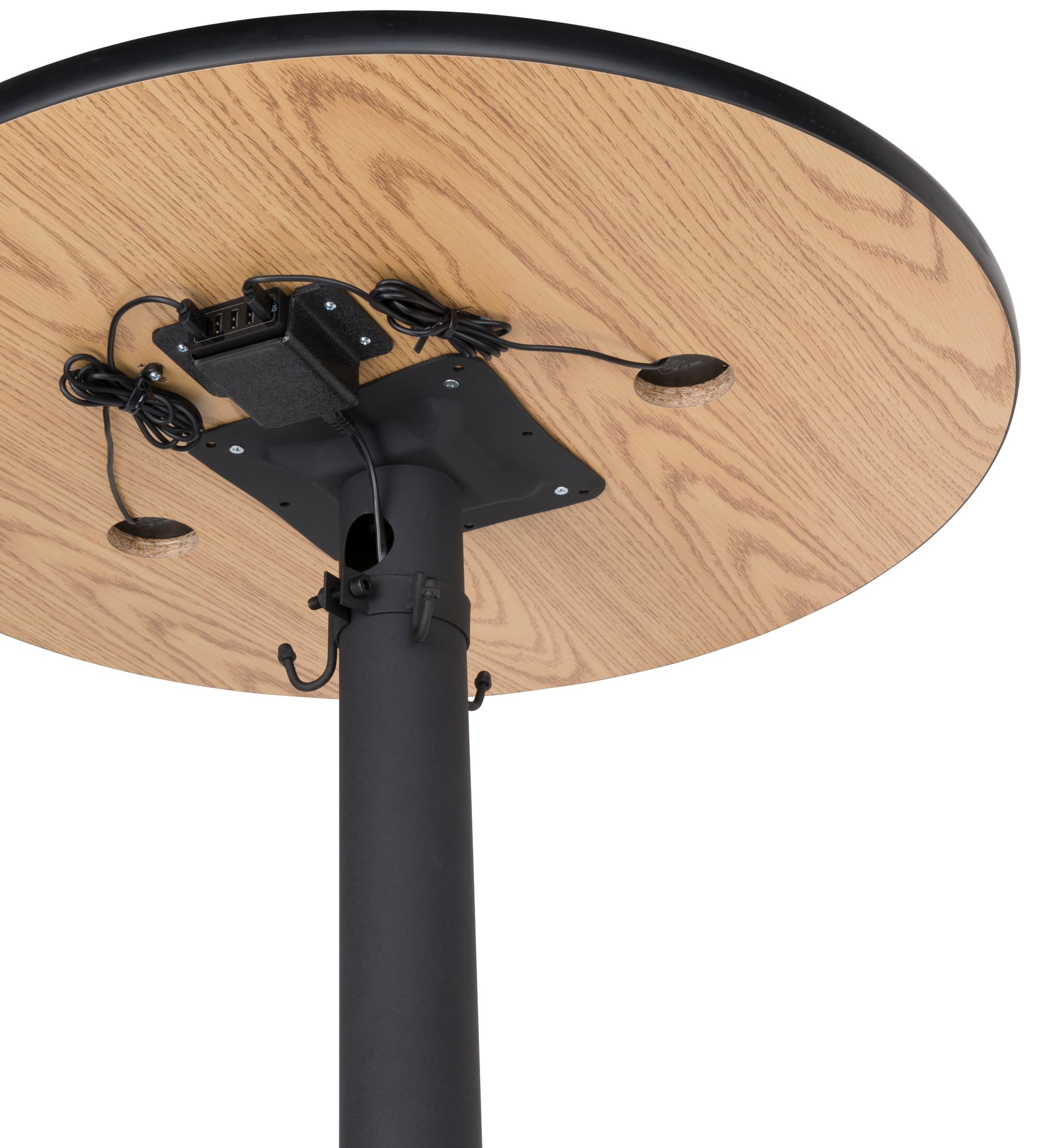 Wireless Charging Tall Round Table | 30”w 42"h Black w/2 Chargers ...