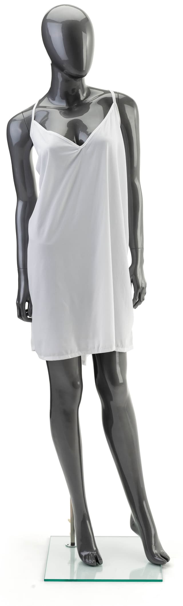 Silver Female Mannequin | Standing Figure with Glass Base | Displays2Go