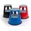 Round Rolling Step Stool | 17" Tall 2-Tier Red Steel | Displays2Go
